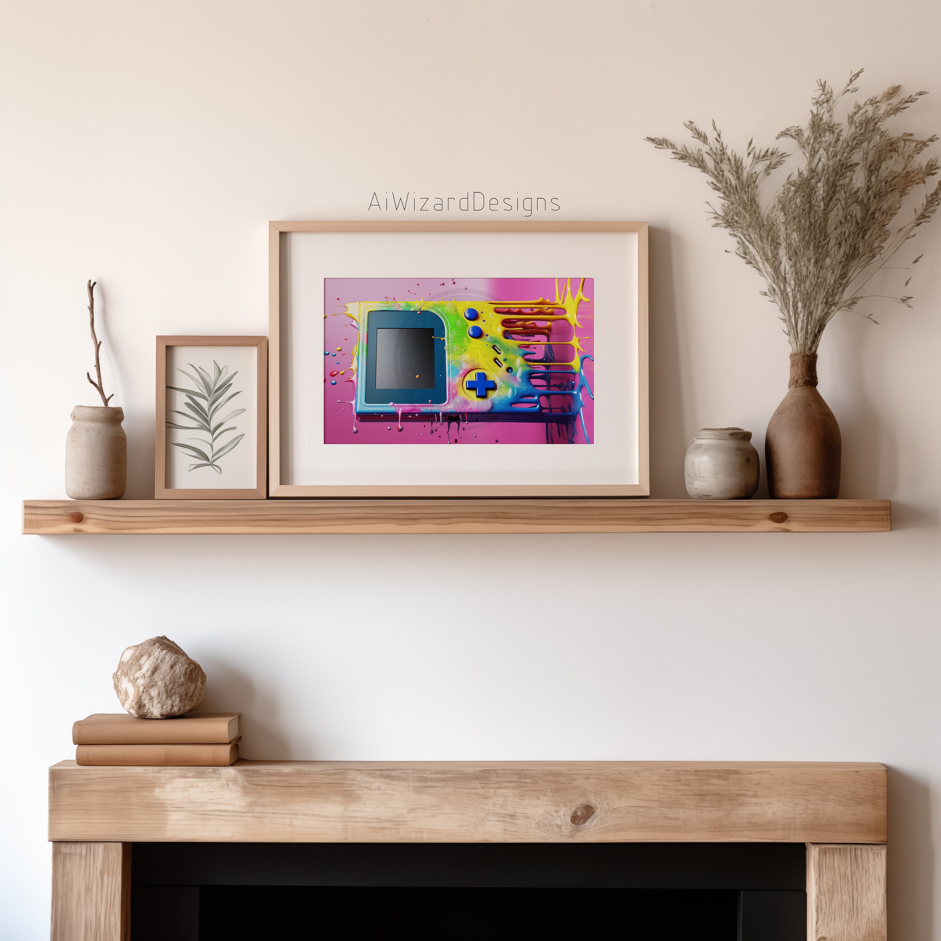 Gameboy Digital Art: Retro Gaming Vibes, Colorful Dripping Design ...