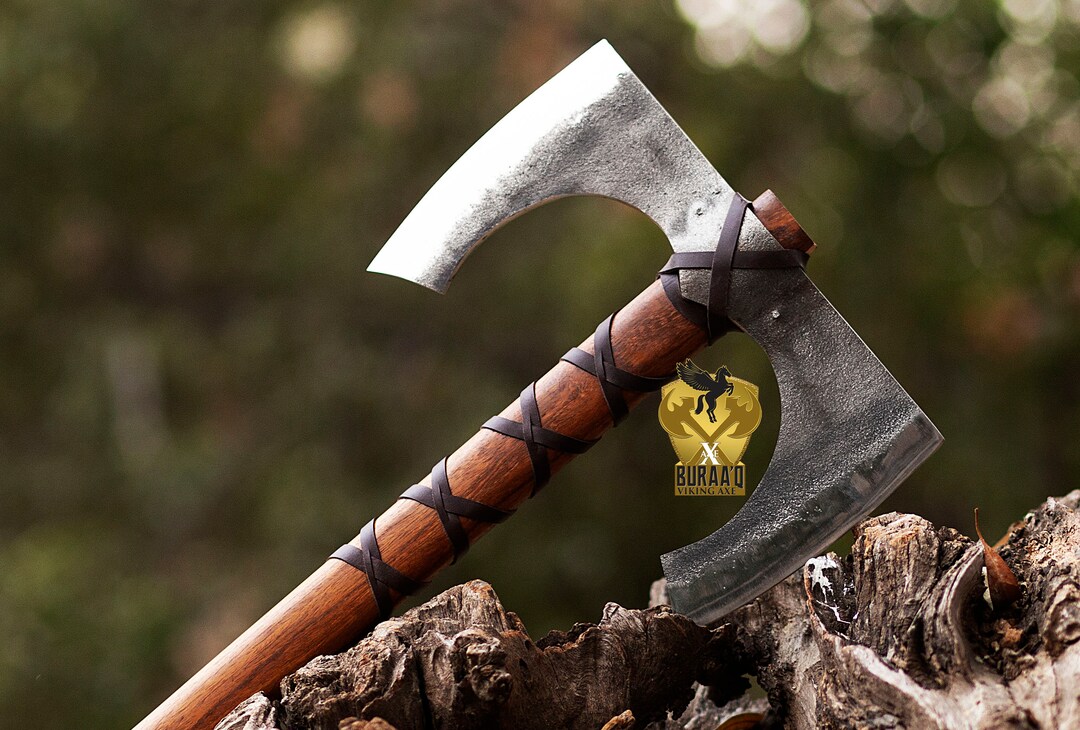 Double Headed Viking Axe, Bearded Axe Hand Forged Steel Double Blade Viking Axe, Throwing Axes ...