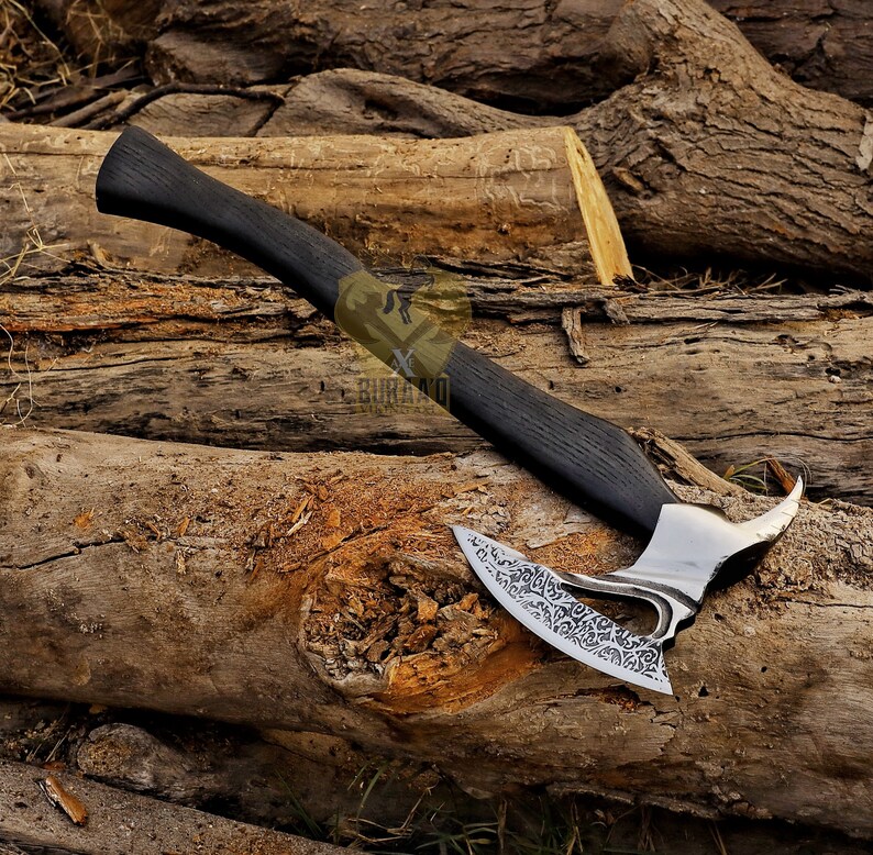 Black Damascus Viking Axe, Breaded Axe Hatchet Throwing Axe ...
