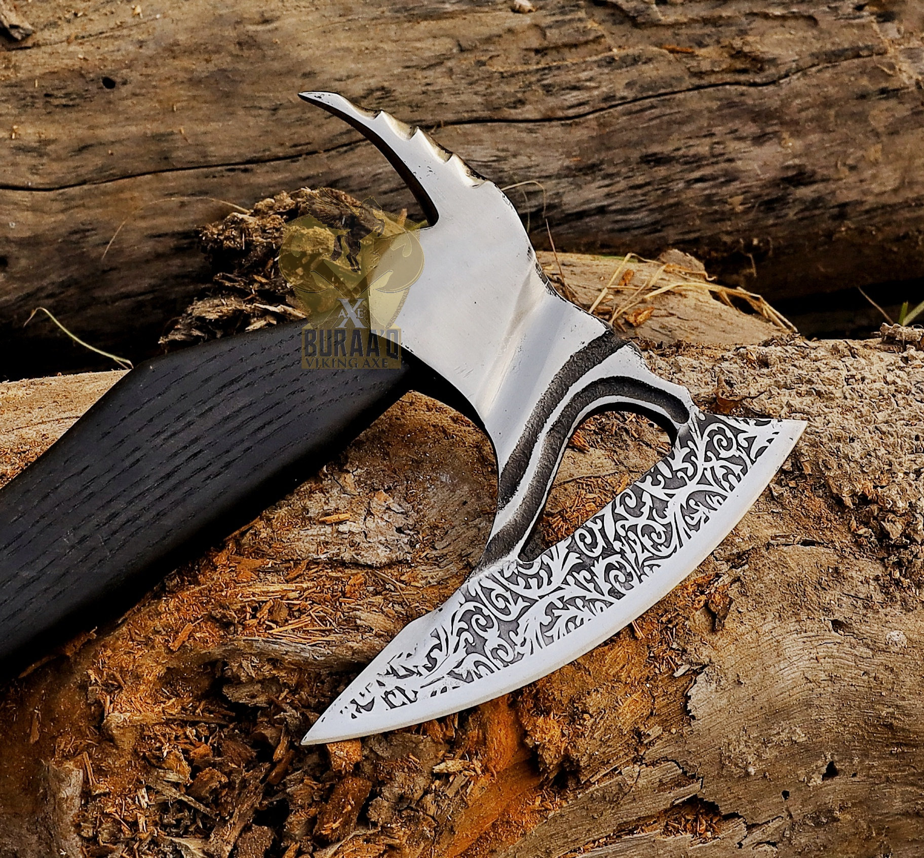 Black Damascus Viking Axe, Breaded Axe Hatchet Throwing Axe ...