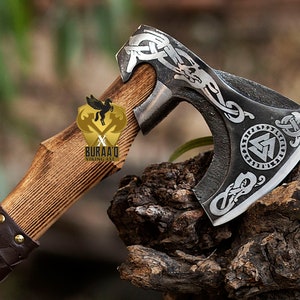 Smith Custom Hand Forged Carbon Steel Viking Axe With Rose Wood Shaft ...