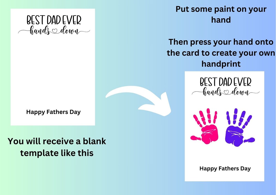 Printable Fathers Day Handprint Art, Best Dad Print ,fathers Day Card ...