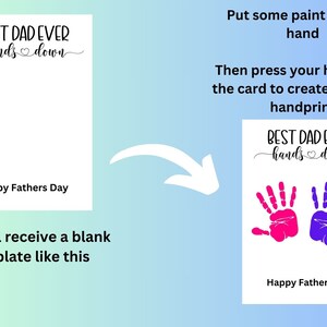Printable Fathers Day Handprint Art, Best Dad Print ,fathers Day Card ...