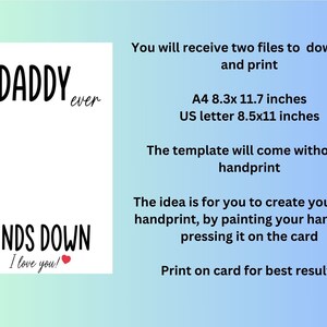Printable Daddy Handprint Art, Best Daddy Print ,fathers Day Card and ...