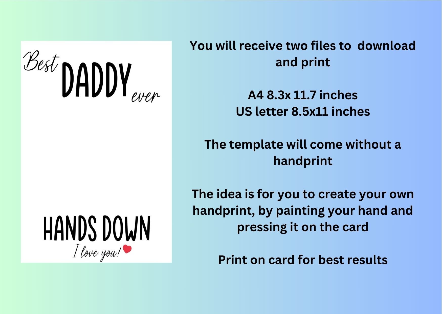 Printable Daddy Handprint Art, Best Daddy Print ,fathers Day Card and ...