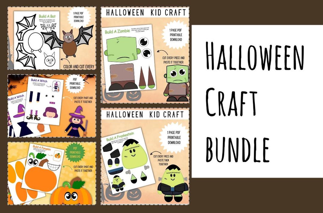Printable Halloween Craft Bundle,halloween Craft, Halloween Activity ...