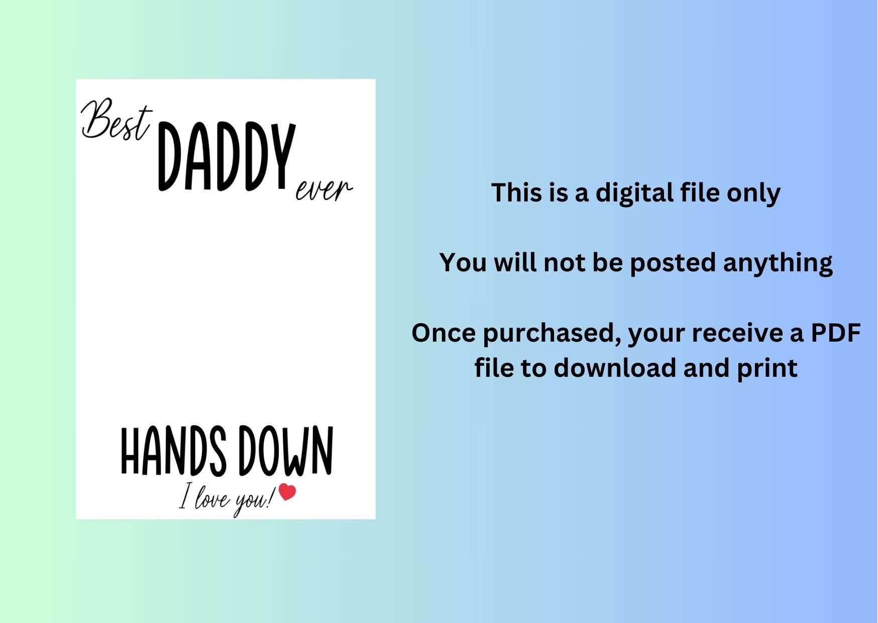 Printable Daddy Handprint Art, Best Daddy Print ,fathers Day Card and ...