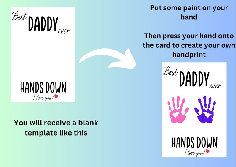 Printable Daddy Handprint Art, Best Daddy Print ,fathers Day Card and ...