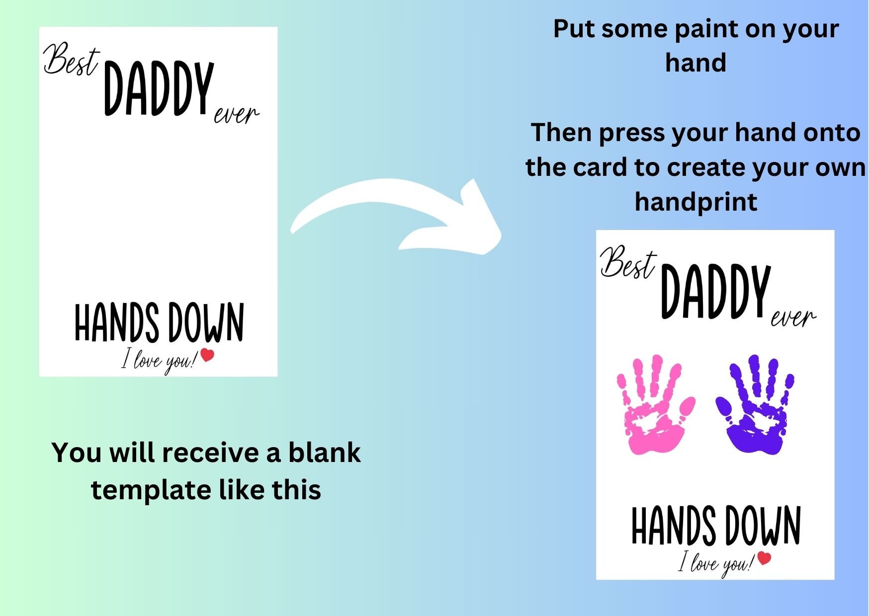 Printable Daddy Handprint Art, Best Daddy Print ,fathers Day Card and ...
