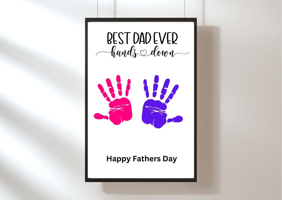 Printable Fathers Day Handprint Art, Best Dad Print ,fathers Day Card ...