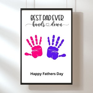 Printable Fathers Day Handprint Art, Best Dad Print ,fathers Day Card ...