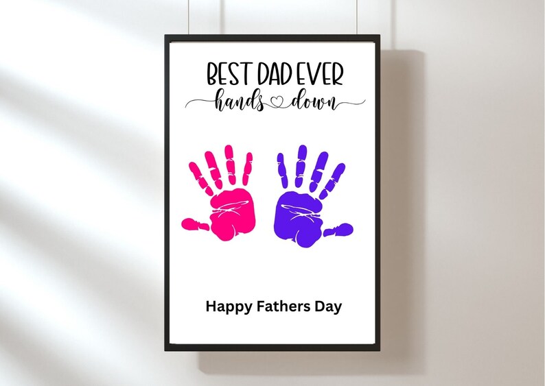 Printable Fathers Day Handprint Art, Best Dad Print ,fathers Day Card ...