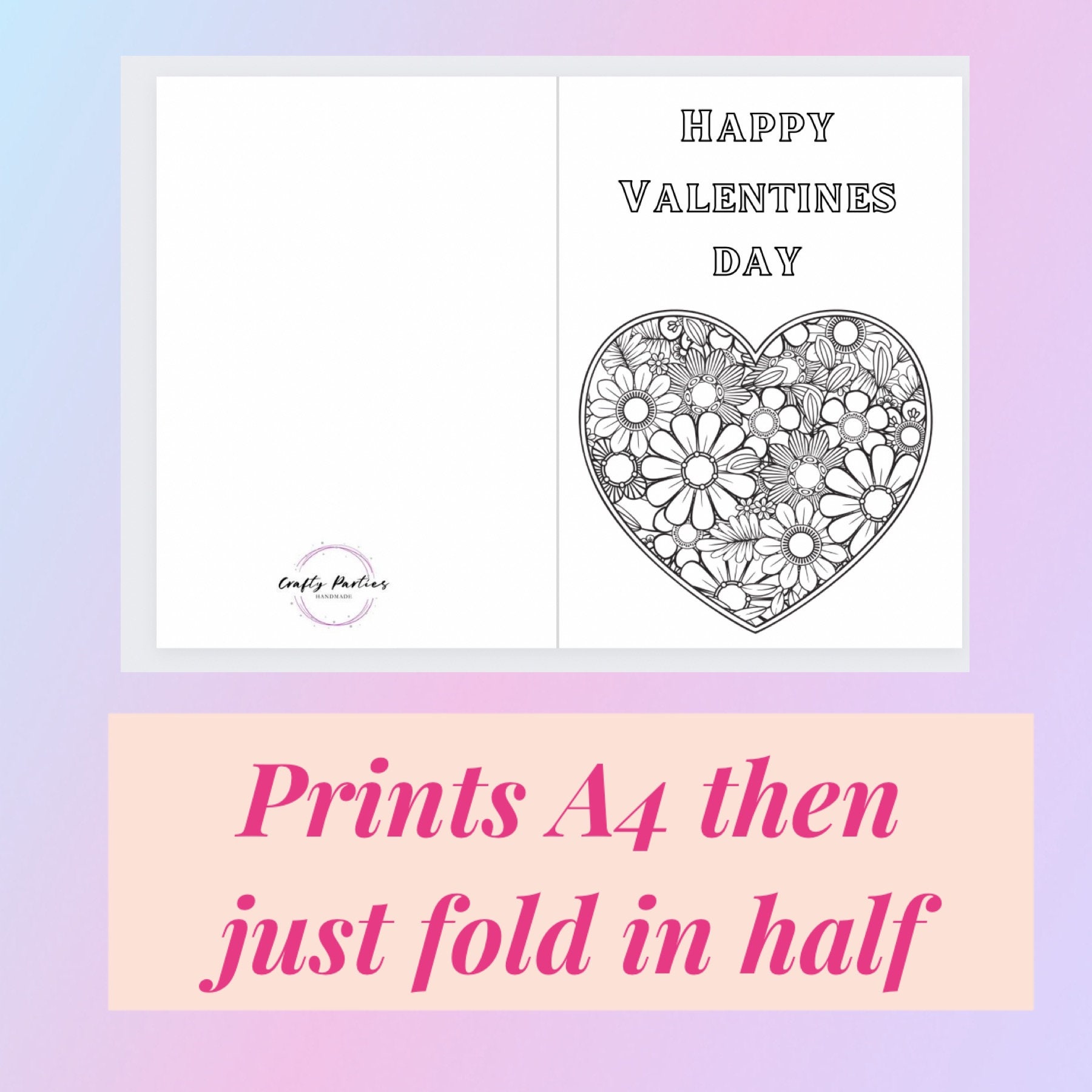 Printable Valentines Day Card for Kids, Colouring in Card, Print at ...