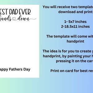 Printable Fathers Day Handprint Art, Best Dad Print ,fathers Day Card ...