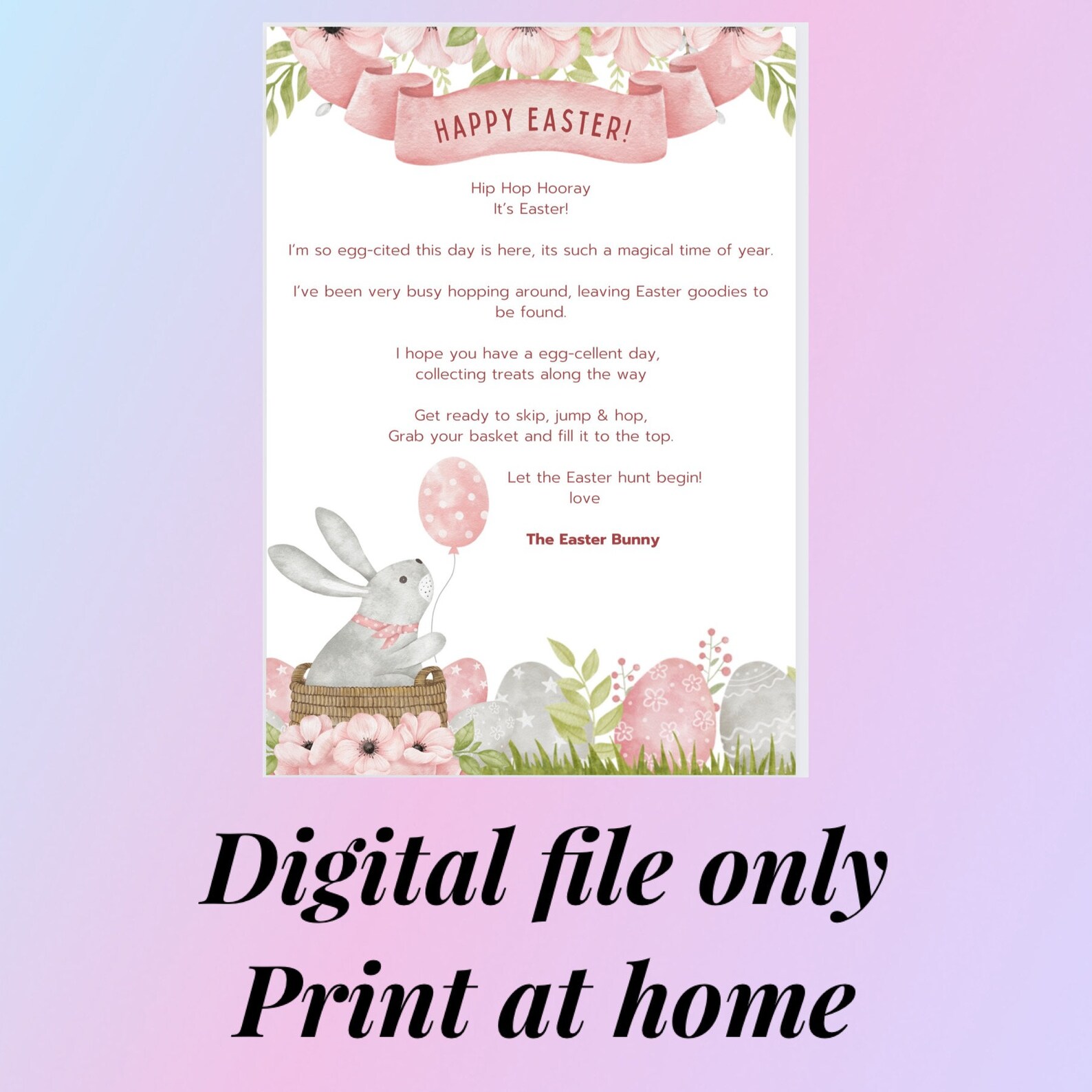 A4 Green Easter Bunny Letter, Easter Egg Hunt Letter, Easter Basket ...