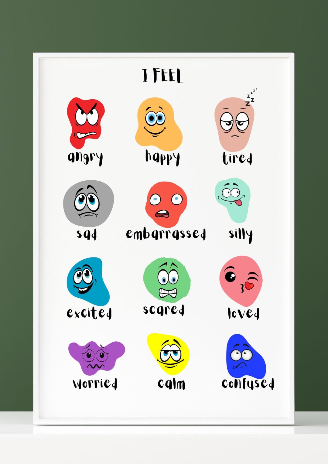 Printable Feelings Print, Emotions Print, Children's Feeling Print ...