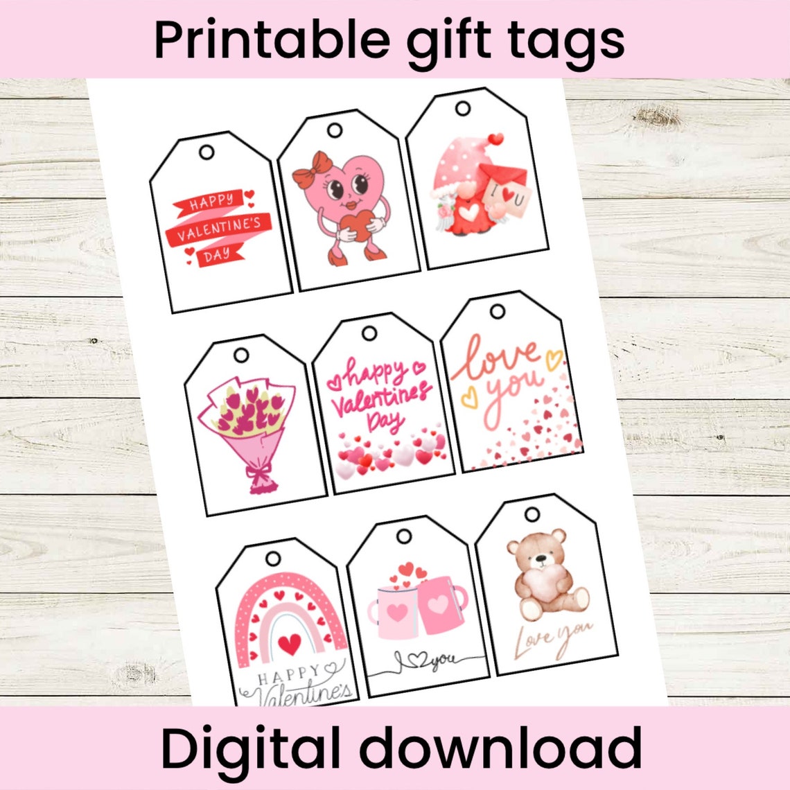 Printable Valentines Gift Tags, Valentines Day, Valentines Gift Card ...