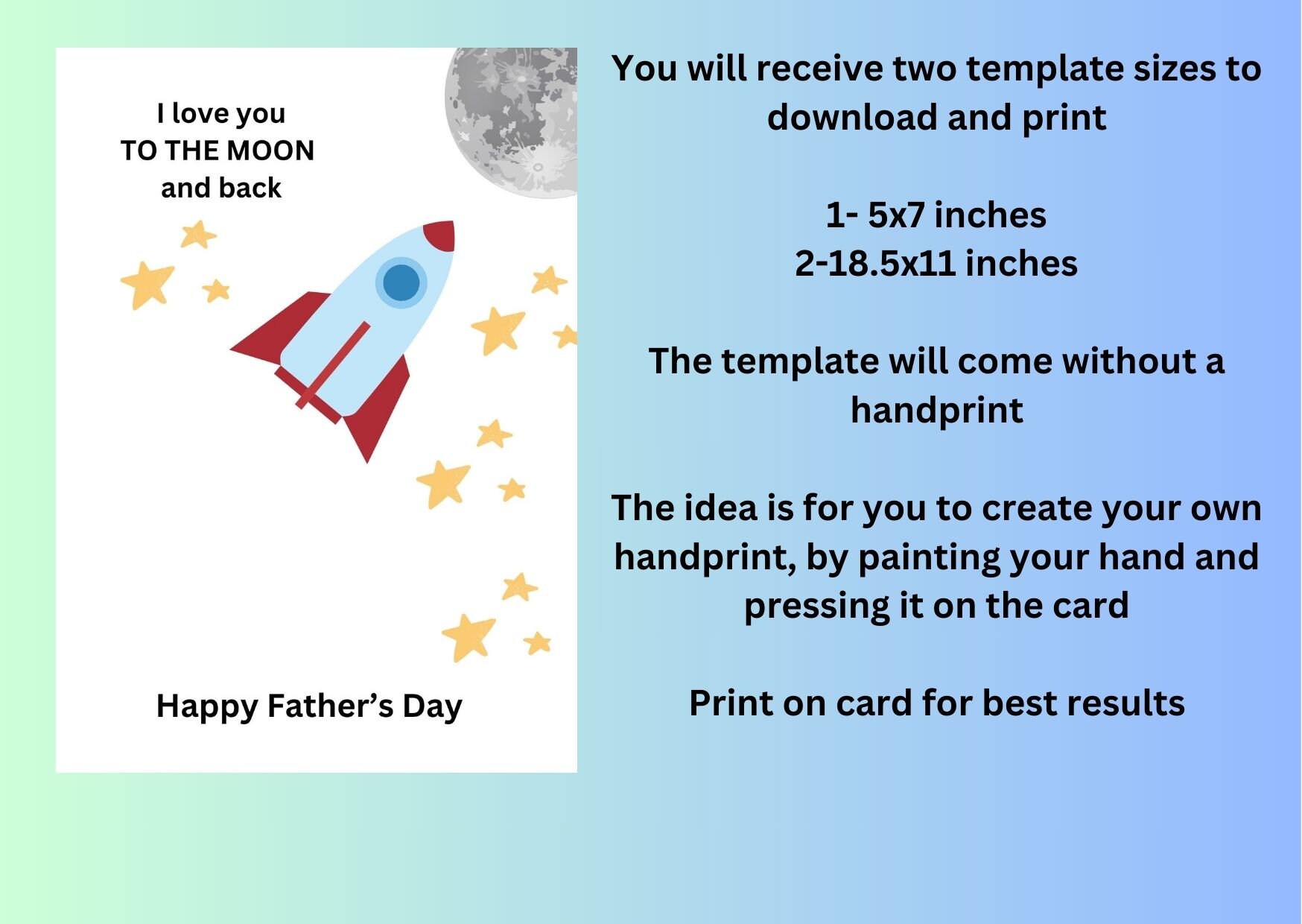 Printable Fathers Day Handprint Art,i Love You to the Moon and Back ...