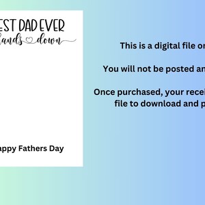 Printable Fathers Day Handprint Art, Best Dad Print ,fathers Day Card ...