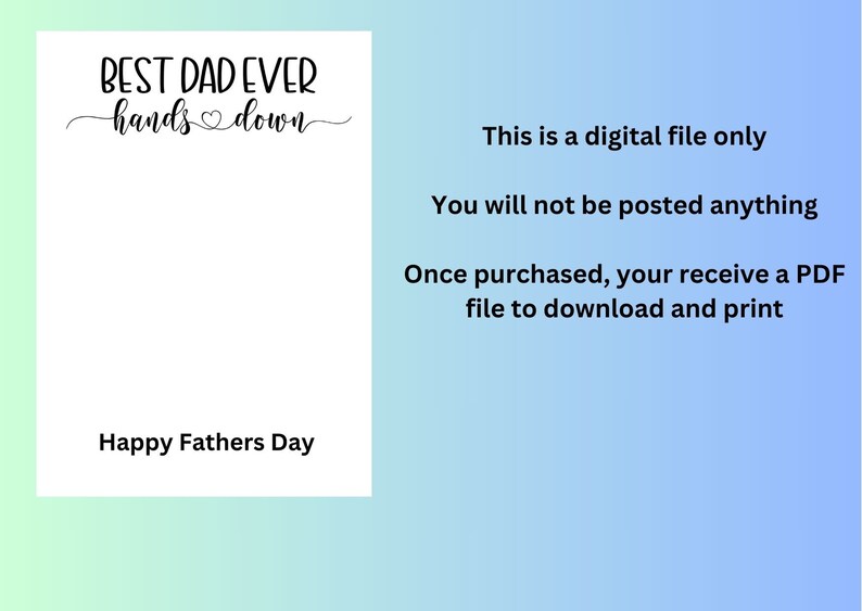 Printable Fathers Day Handprint Art, Best Dad Print ,fathers Day Card ...