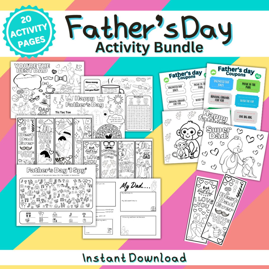 Printable Fathers Day Activity Bundle, All About My Dad, Fathers Day ...