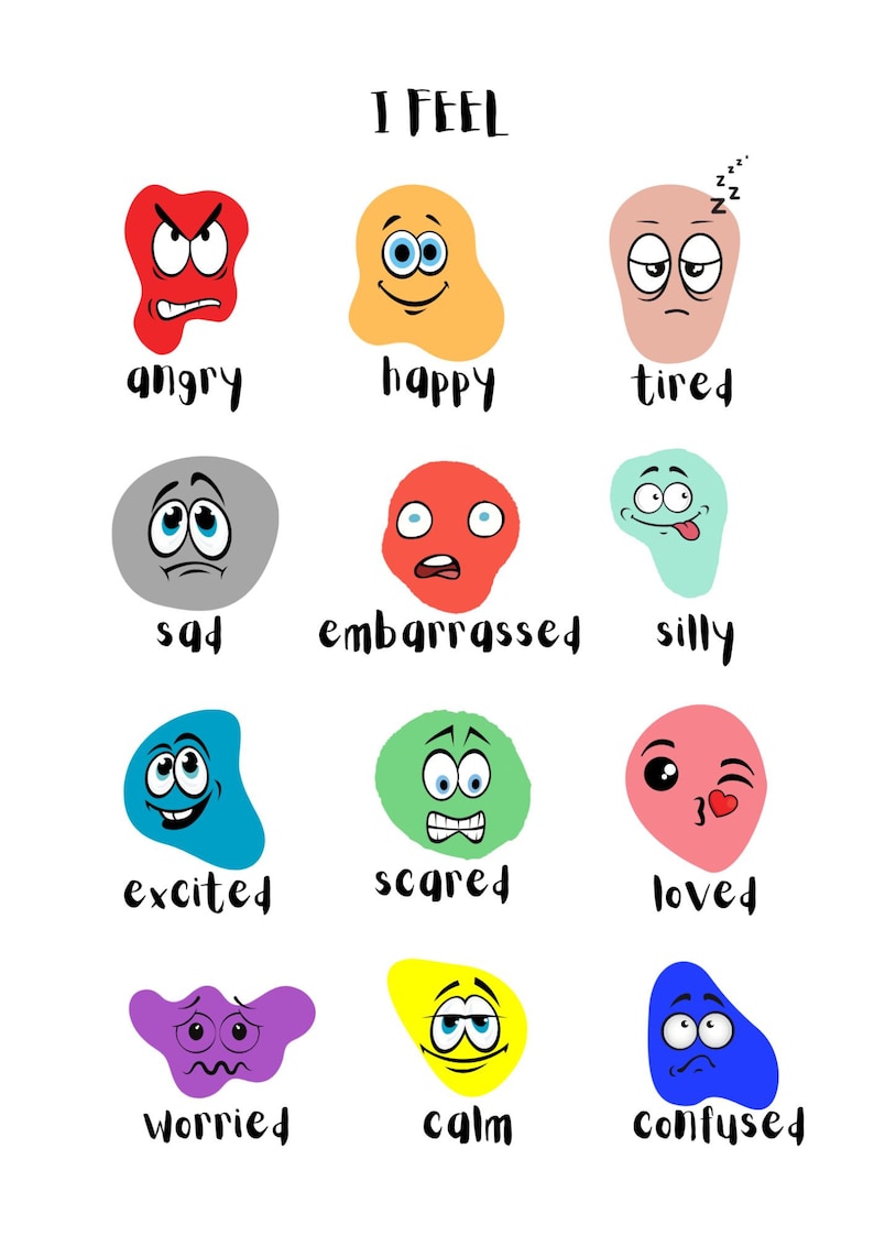 Printable Feelings Print, Emotions Print, Children's Feeling Print ...