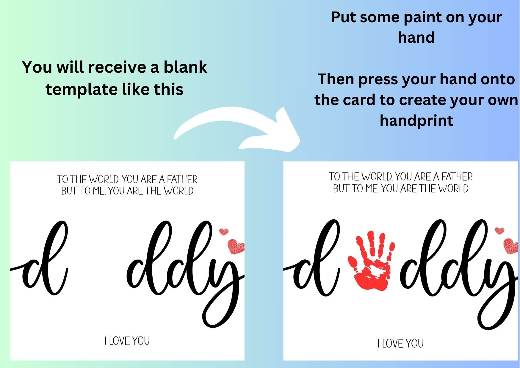Printable Daddy Handprint Art, Daddy Birthday ,fathers Day Card ...