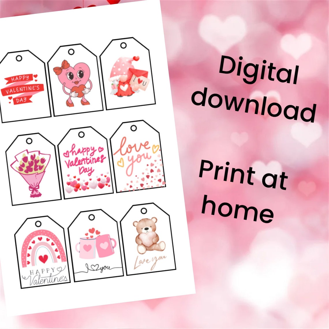 Printable Valentines Gift Tags, Valentines Day, Valentines Gift Card ...