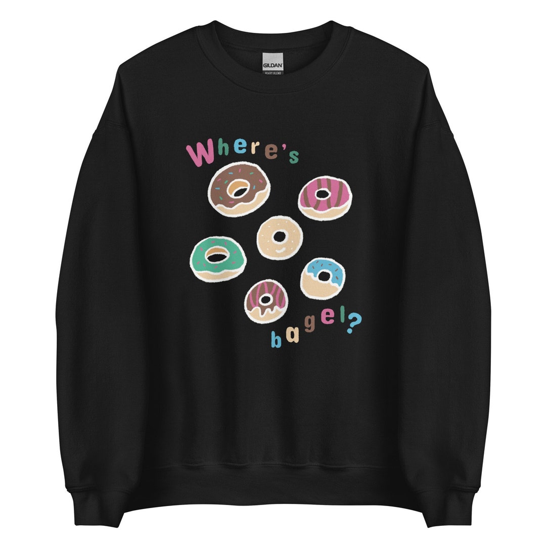 Donuts Sweatshirt Donuts Crewneck Sweatshirt White Bagel Sweatshirt ...