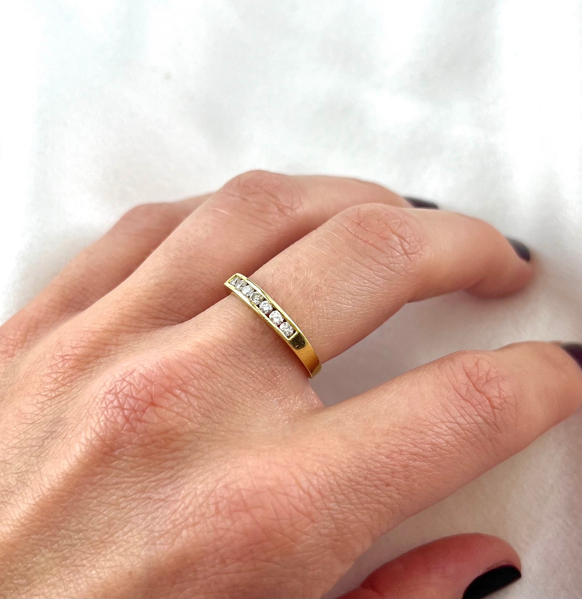 Vintage 18ct Gold Seven Stone Diamond Half Eternity Ring With Channel ...