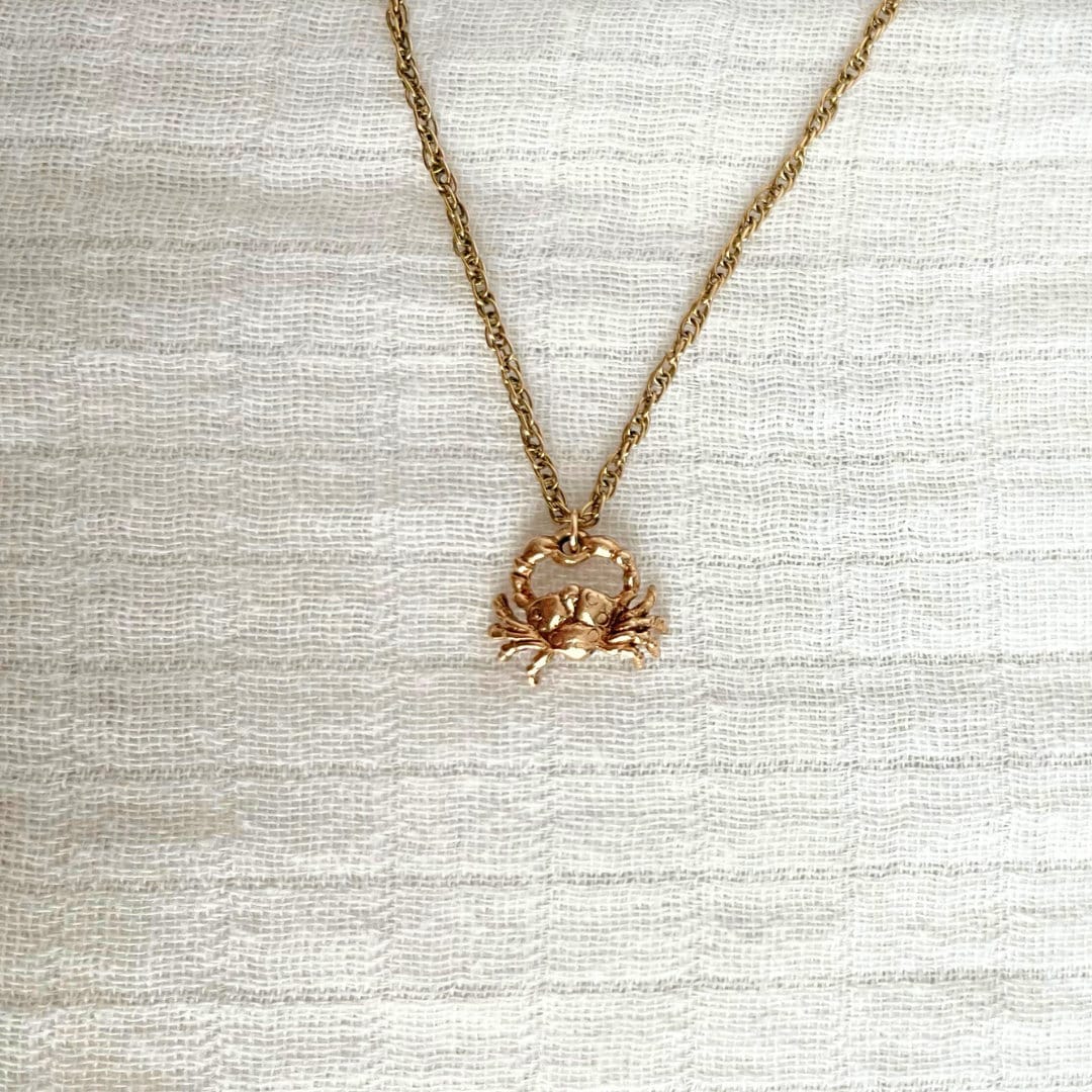 Vintage 9ct Gold Crab Pendant Chain Necklace, 50cm Long 1970s - Etsy