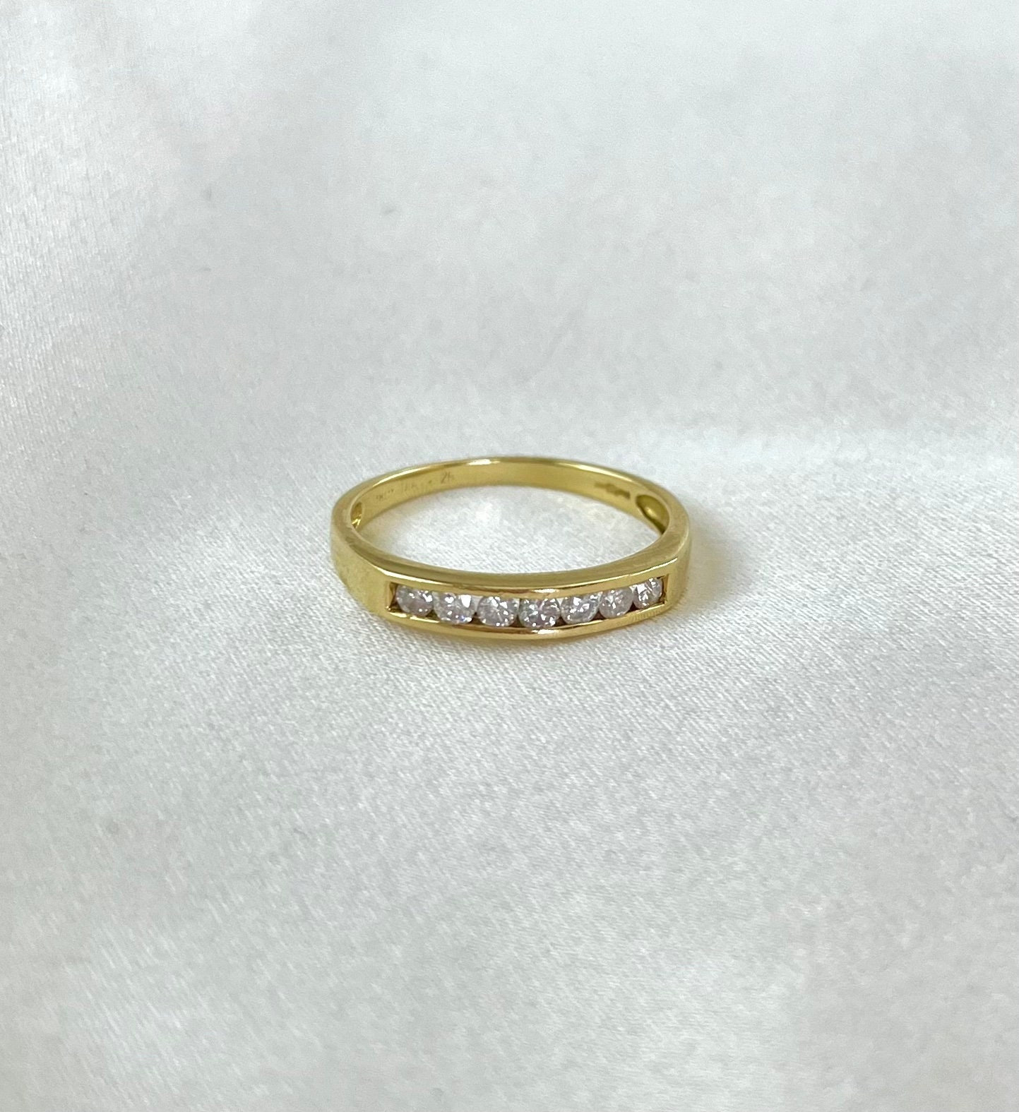 Vintage 18ct Gold Seven Stone Diamond Half Eternity Ring With Channel ...