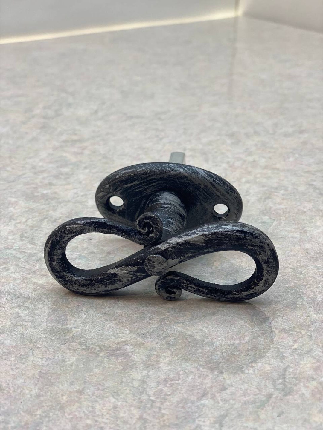 Hand-forged Drawer Pull Rustic Blacksmith Metal Knob, Unique Loop Handle for Home Decor ...
