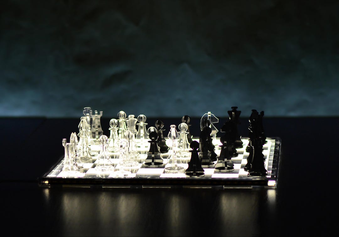 Acrylic LED Chess Set, 12x12" Backlit Neon Chess Board, Light up Chess ...