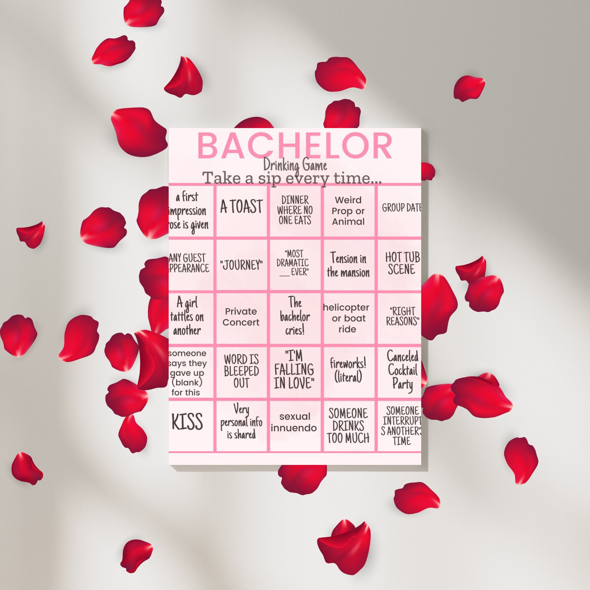 The Bachelor Bingo Card/ Drinking Game - Etsy