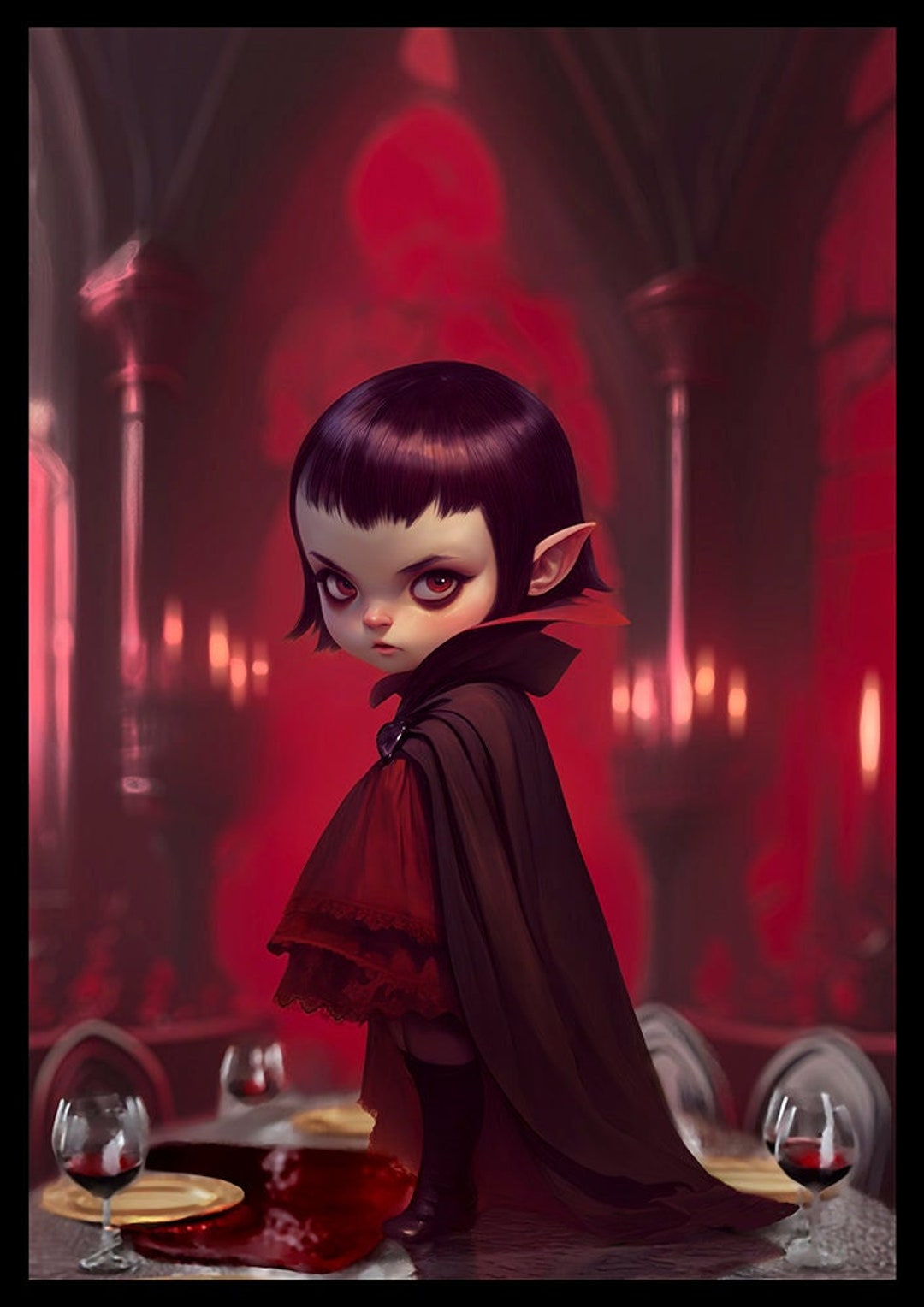 Samantha Mónt Chevello Gothic Vampire Princess Digital Art Print A4A3 ...