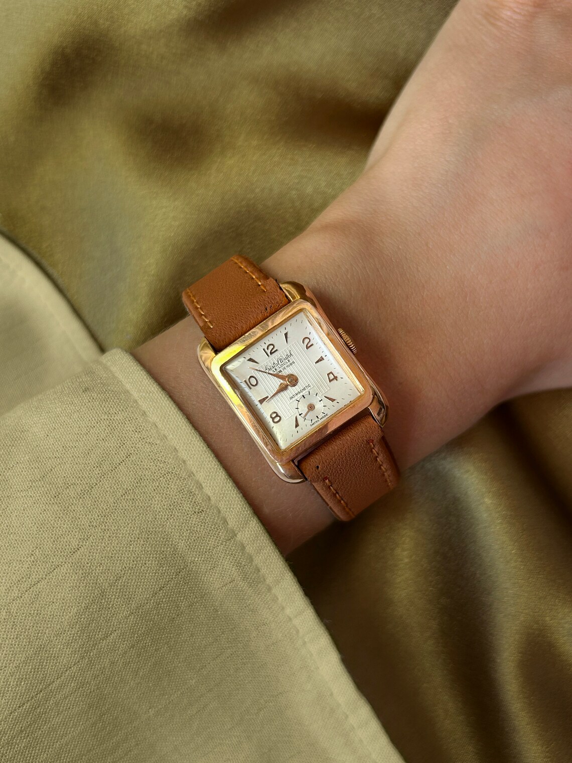 Cristal Watch Vintage Lady Whrist Watch, Coctail Watch, Brown Leather ...