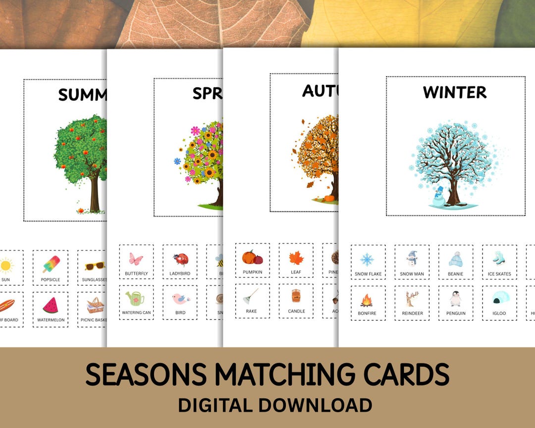 Four Seasons Matching Cards Game | Printable Toddler & Preschool ...