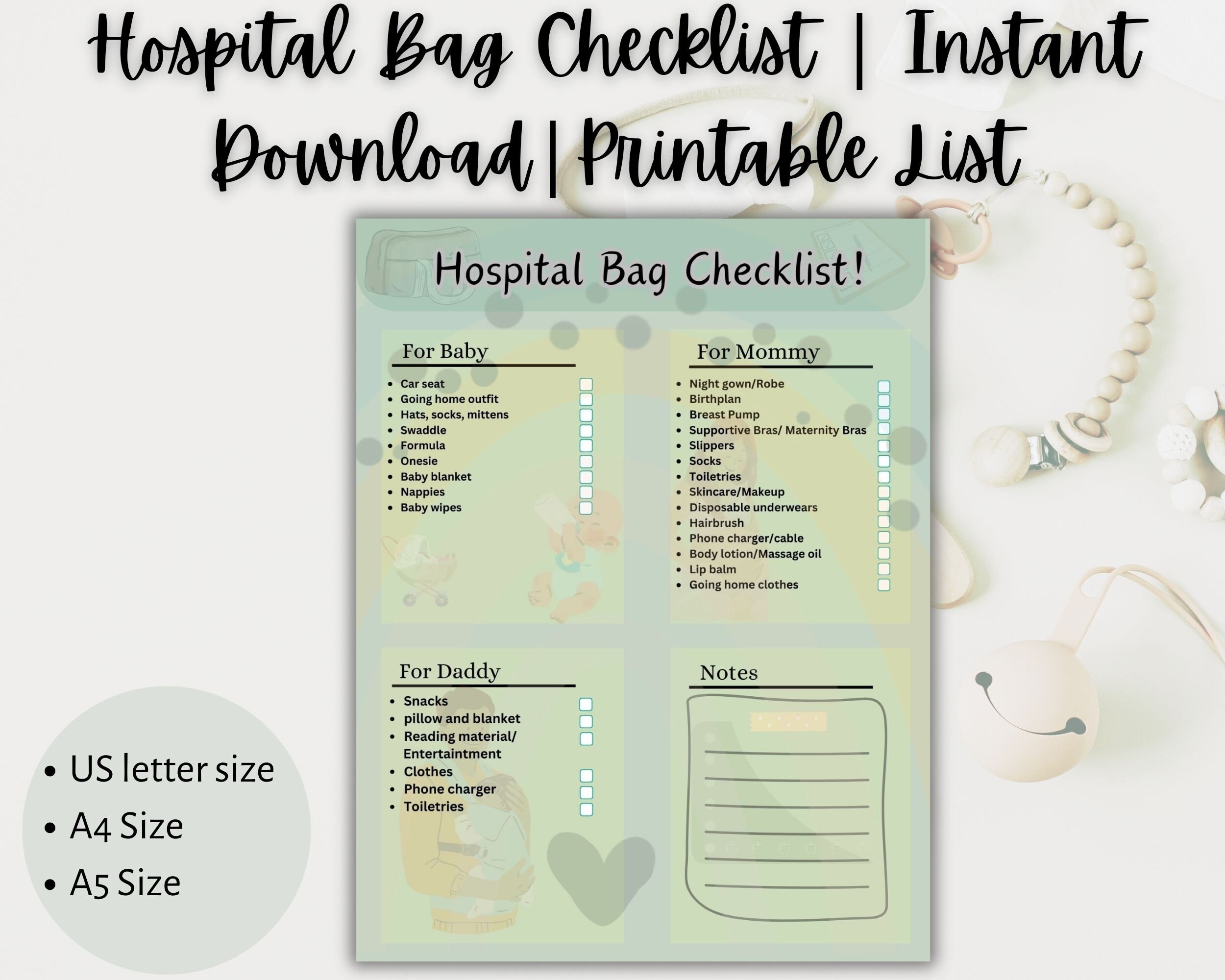 Hospital Bag Checklist, Maternity Bag Checklist, Labor Bag Packing List ...