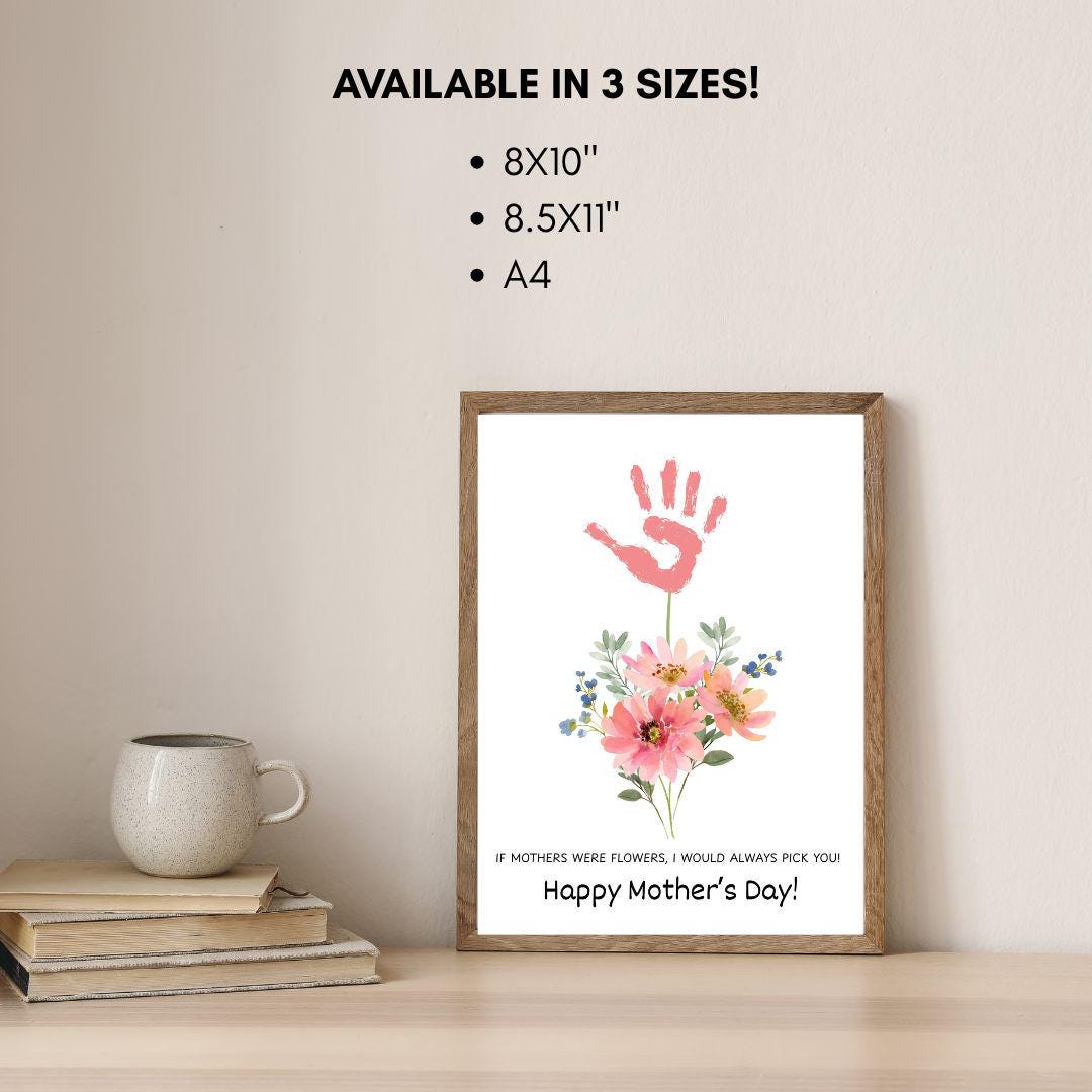 Mother’s Day Handprint Craft | Printable Baby Handprint Flower Card ...