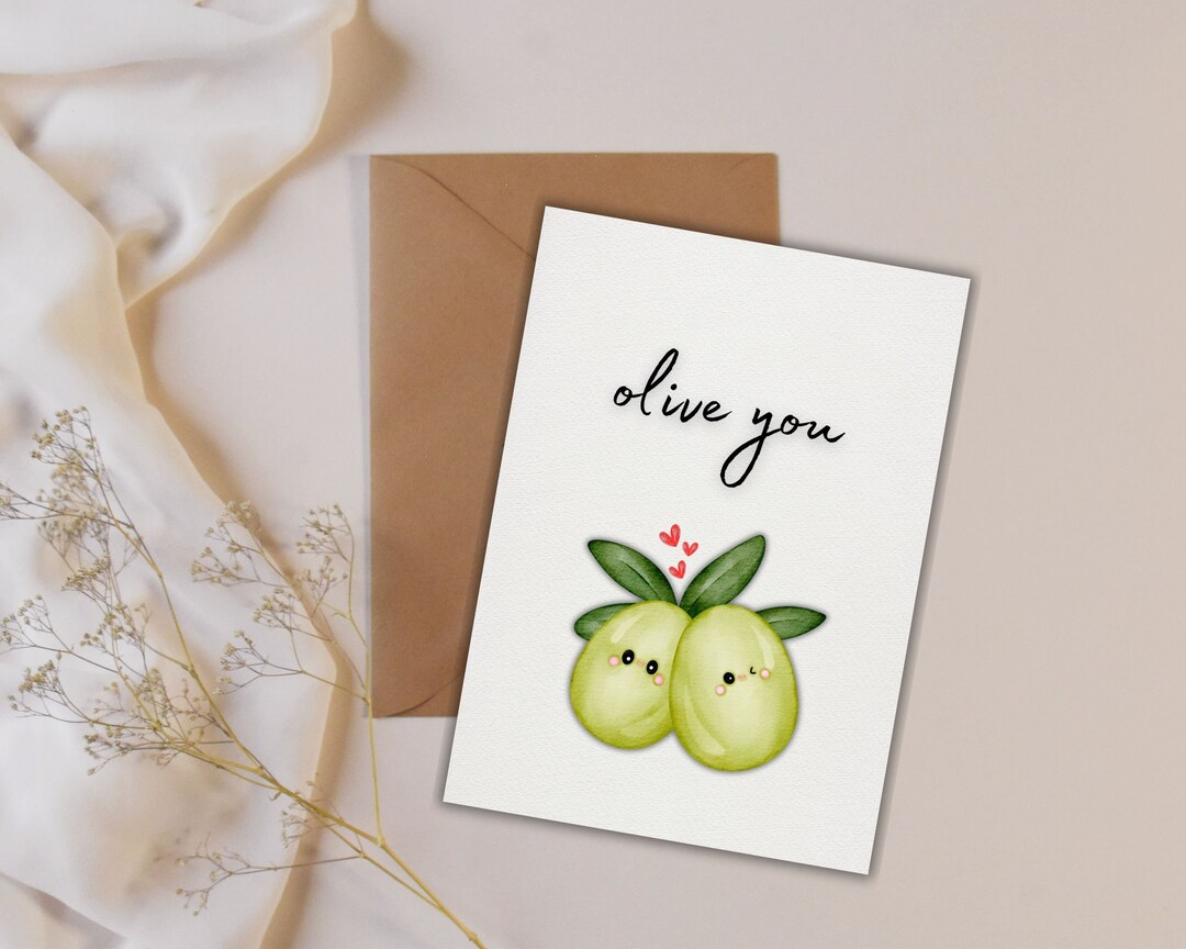 Printable Valentine's Day Card With Olives, Happy Valentine's Day Card ...