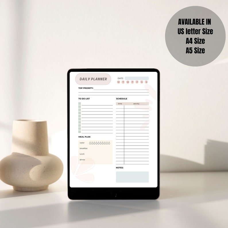 Printable Daily Planner, Digital Planner, Aesthetic Daily Planner, Self ...