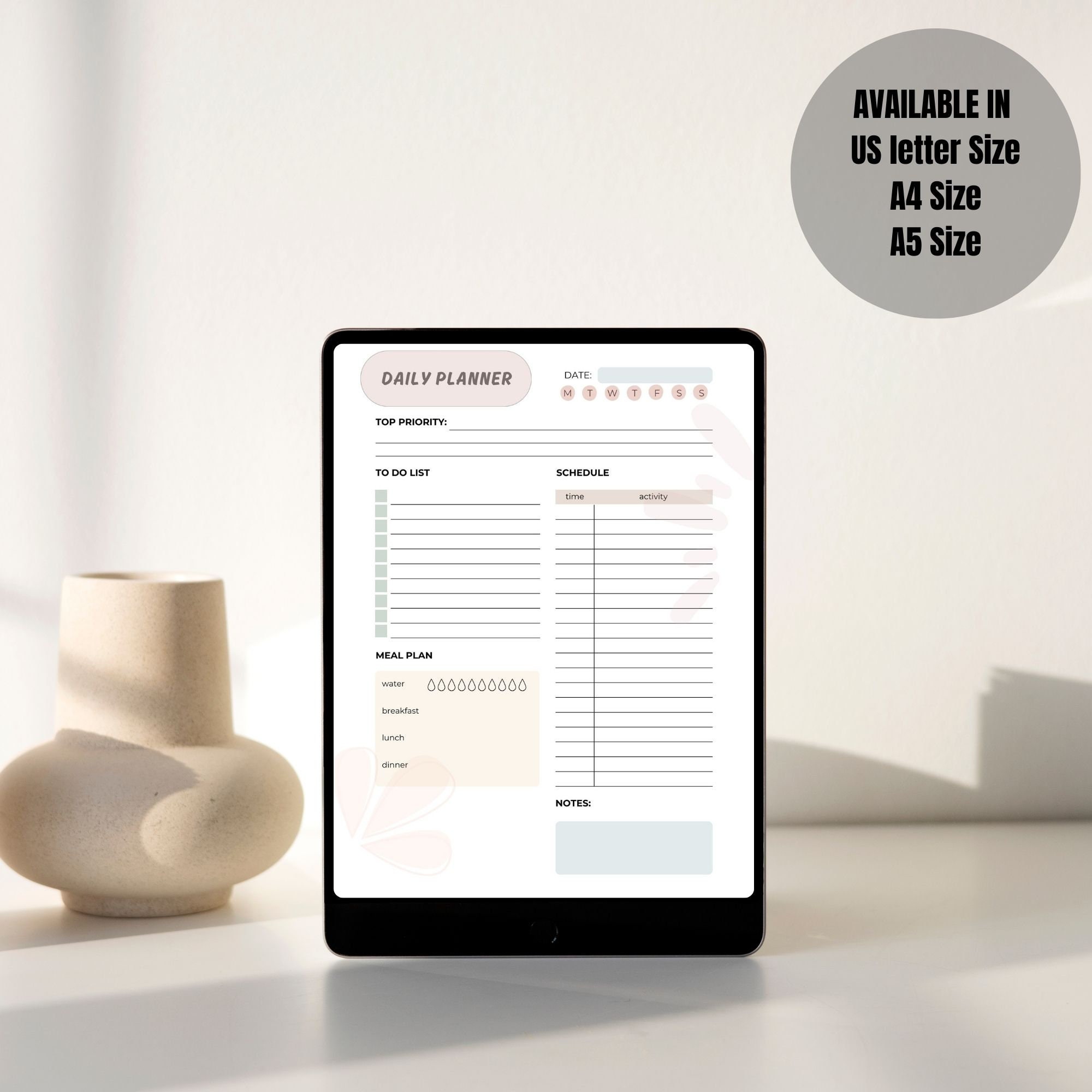 Printable Daily Planner, Digital Planner, Aesthetic Daily Planner, Self ...