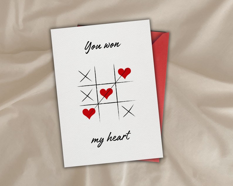 Printable Valentines Day Card, You Won My Heart Cute Valentines Day ...