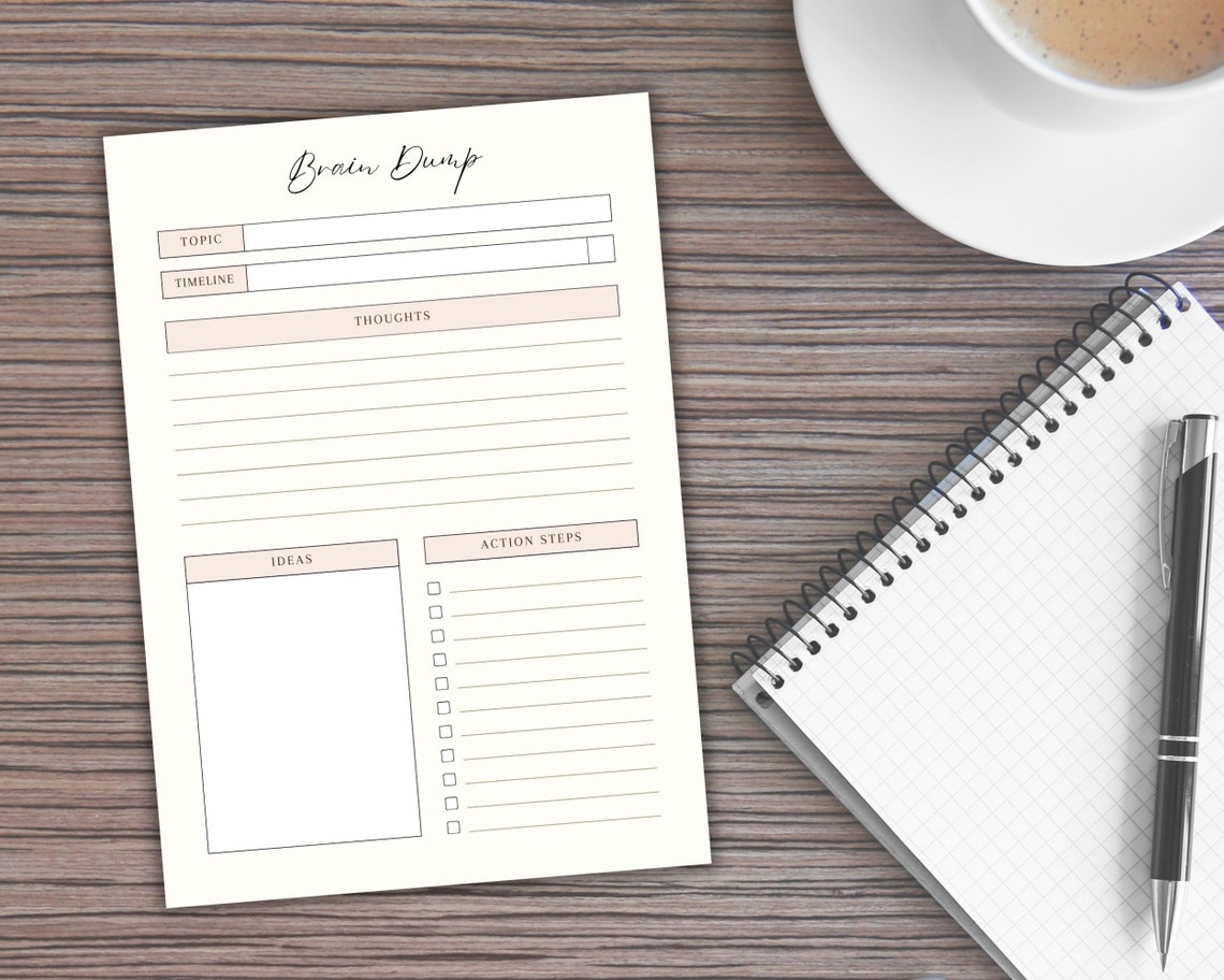 Brain Dump Printable, Priorities Organizer, Thoughts Organizer, Mind ...