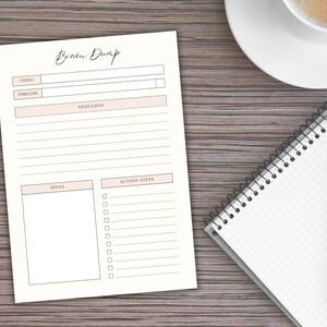 Brain Dump Printable, Priorities Organizer, Thoughts Organizer, Mind ...
