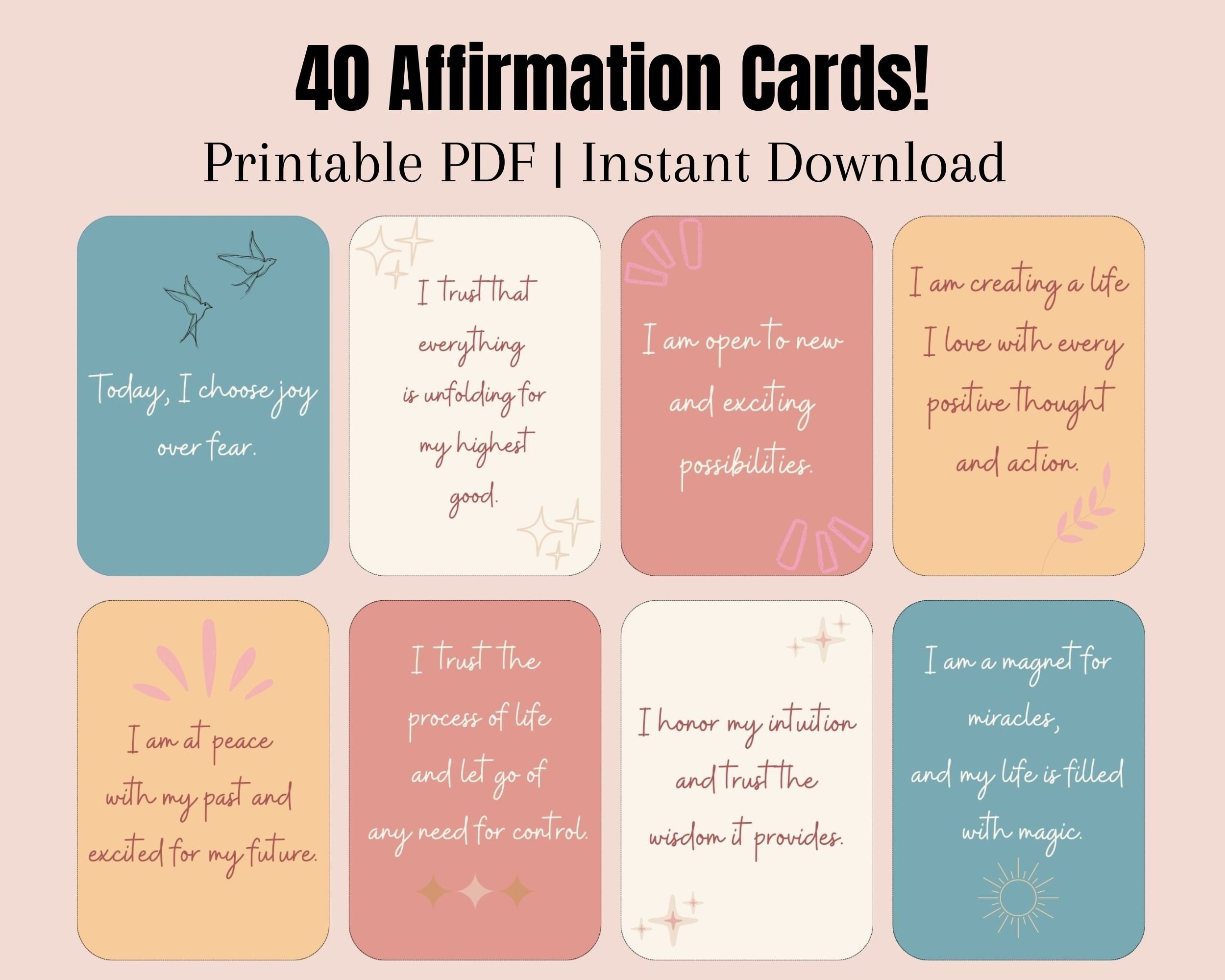 40 Daily Affirmation Cards: Printable Self-care Deck (digital Download ...