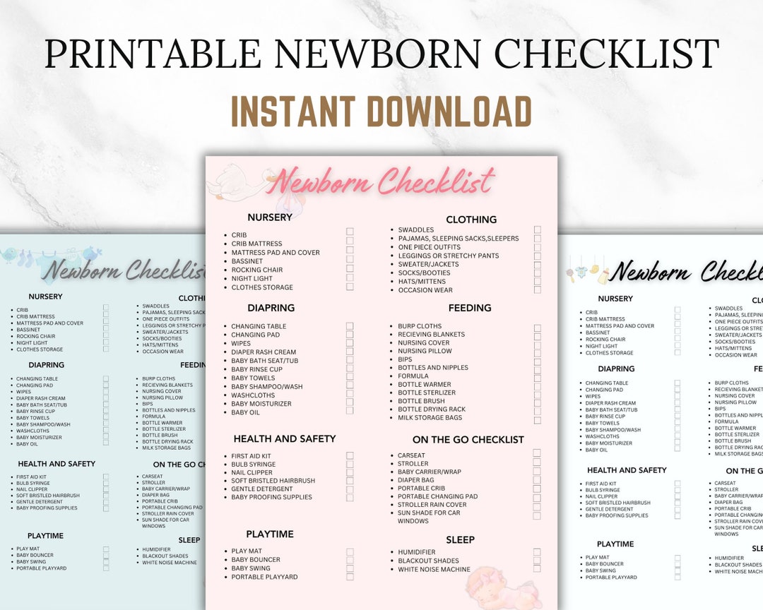 Baby Essentials Checklist Printable, Newborn Checklist, New Baby ...