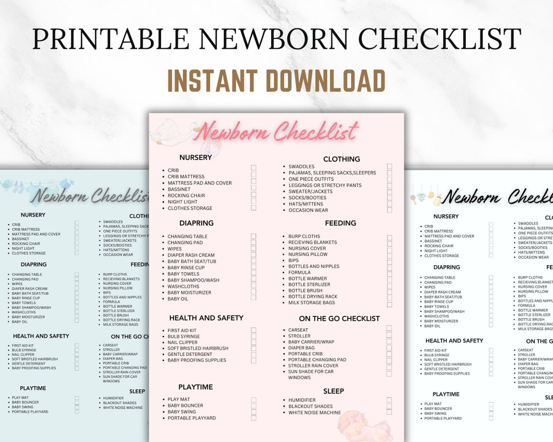 Baby Essentials Checklist Printable, Newborn Checklist, New Baby ...