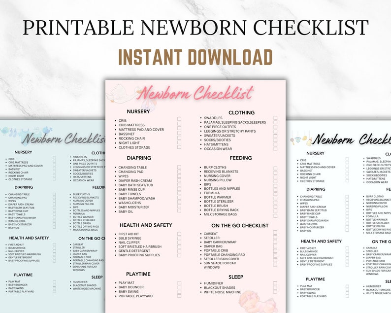 Baby Essentials Checklist Printable, Newborn Checklist, New Baby ...